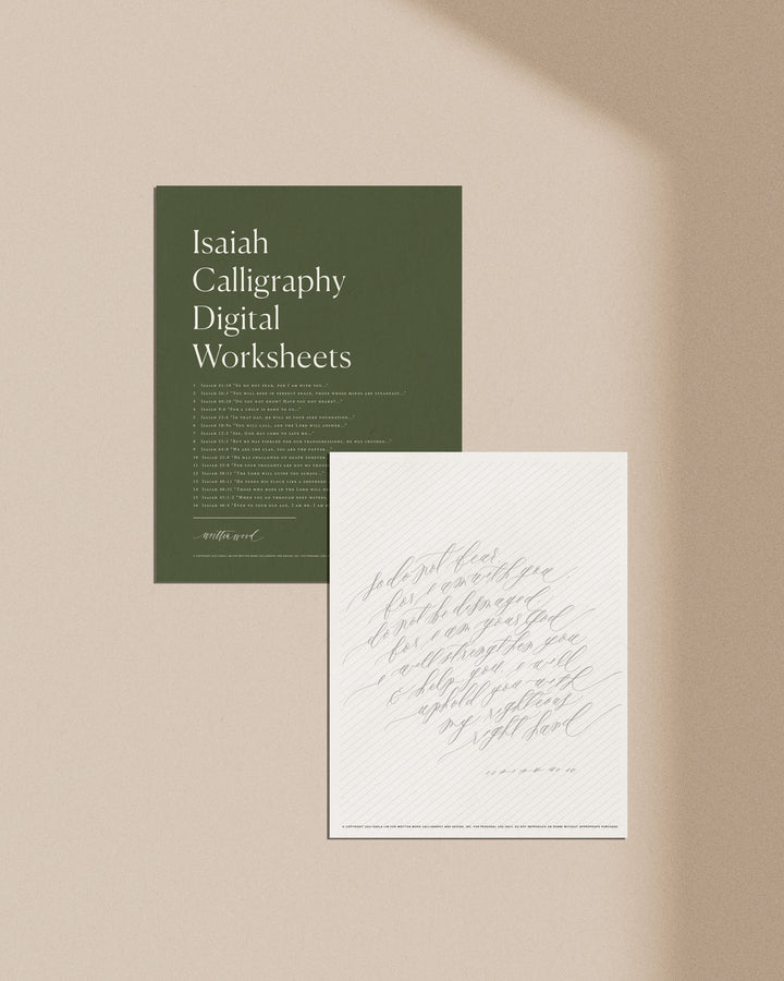 Digital Worksheets – Written Word Calligraphy and Design