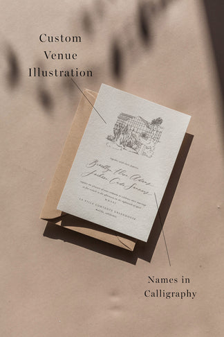 Custom Venue Illustration Wedding Invitation Suite – Written Word ...